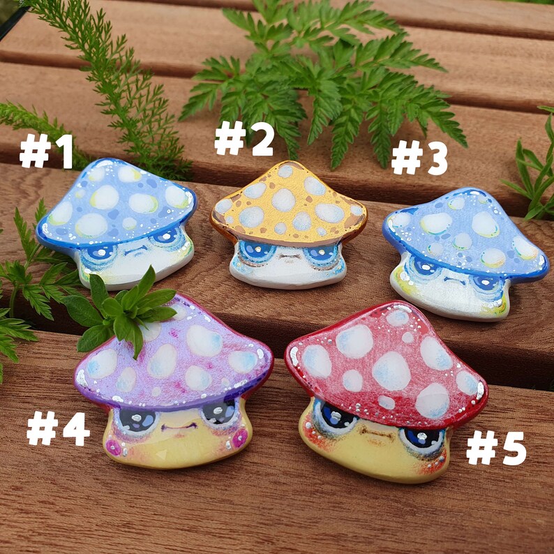 Mushroom Clay Pin / Handmade Cute Air Dry Clay Pins - Etsy