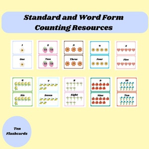 Math Resource: Numbers 1-10 in Standard and Word Form With Picture ...