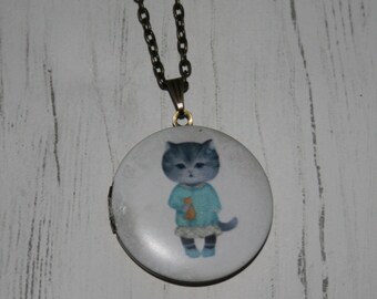 Cat Locket - Etsy