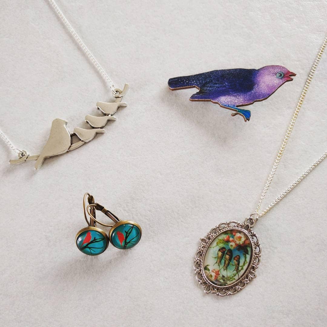 Bird Gift Set, Bird Necklace, Bird Brooch, Bird Earrings, Gift Box - Etsy