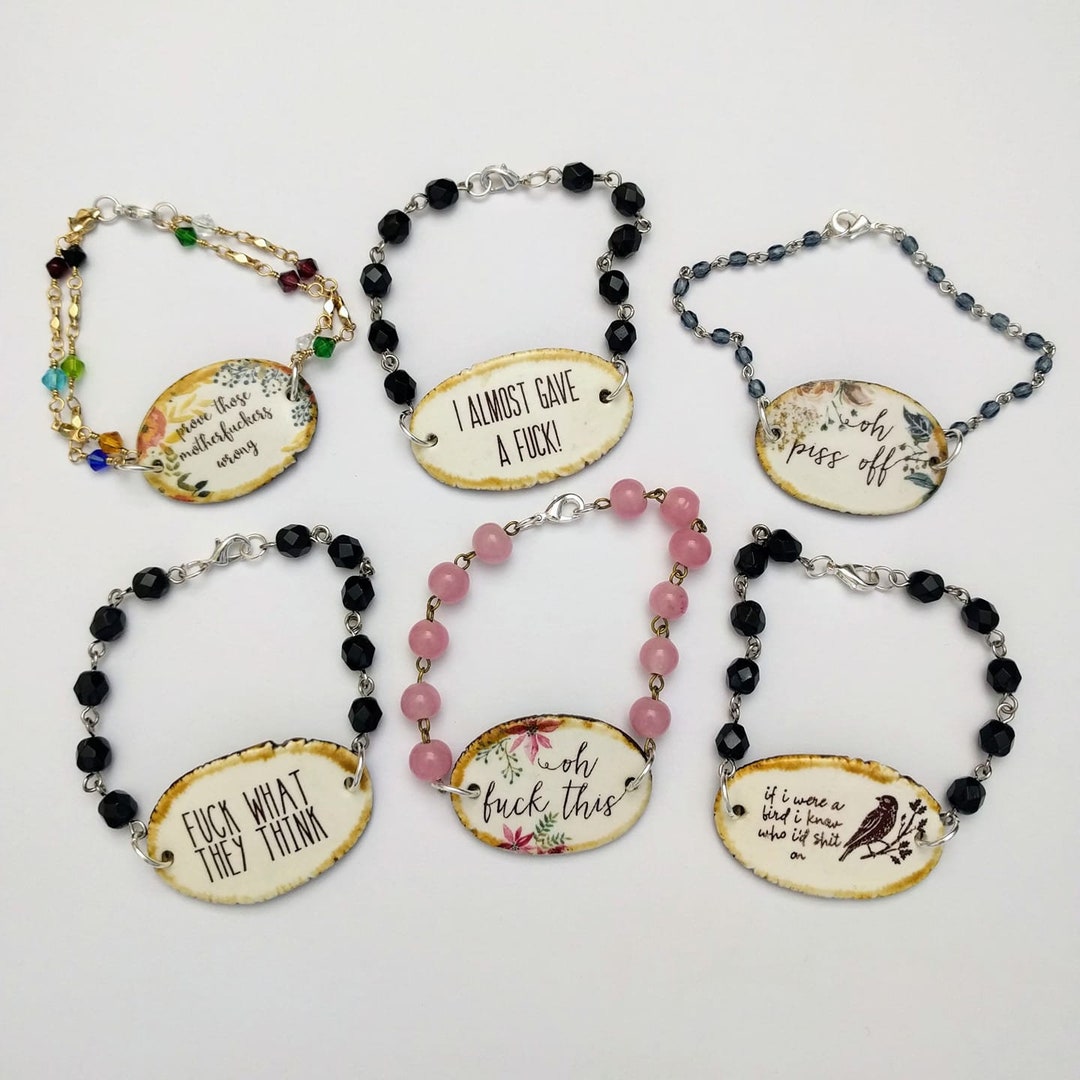 Sweary Bracelet, Beaded Bracelet, Bar Bracelet - Etsy