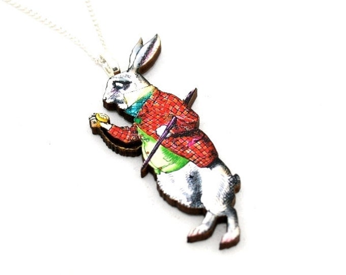 White Rabbit Alice in Wonderland Necklace Tenniel - Etsy