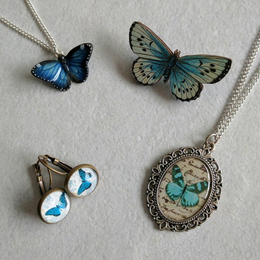 Butterfly Gift Set, Butterfly Necklace, Butterfly Brooch, Butterfly ...