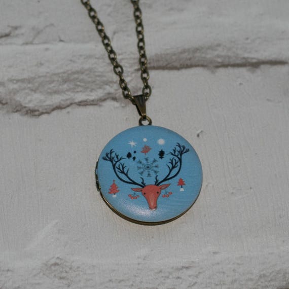 Deer Locket Necklace Stag Necklace Woodland Jewelry Animal | Etsy