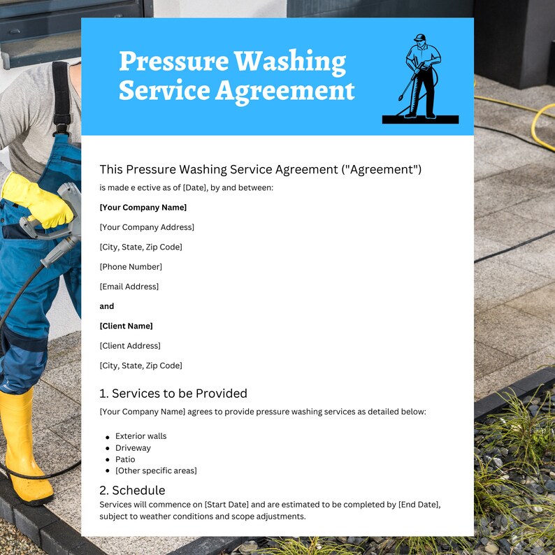 Pressure Washing Proposal & Service Agreement, Power Washing Contract ...