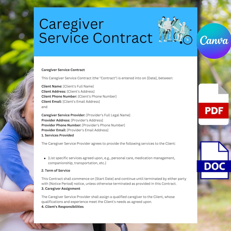Contract Template Caregiver - Etsy