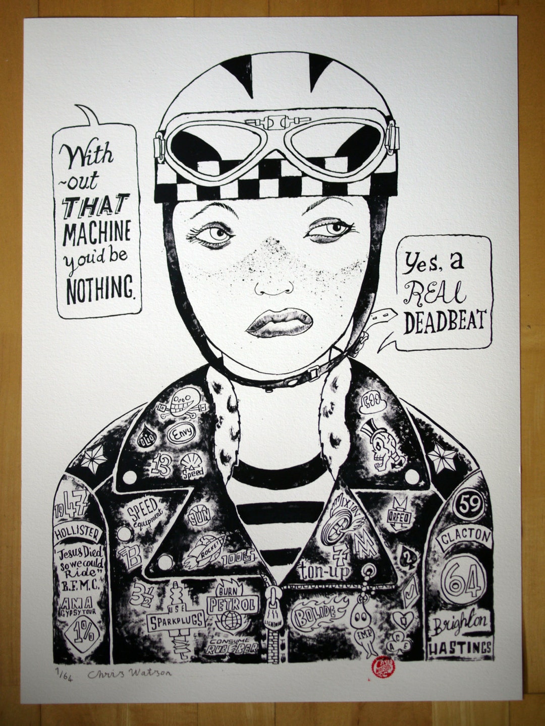 Motorcycle Girl Print 420 X 594 Mm, Signed Giclee Edition No. 7 of 64 ...