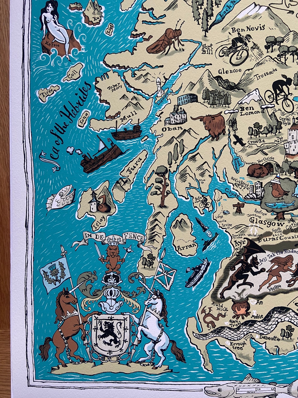 Illustrated Cycling Map of Scotland, Giclee Open Edition 42 X 60 Cm - Etsy