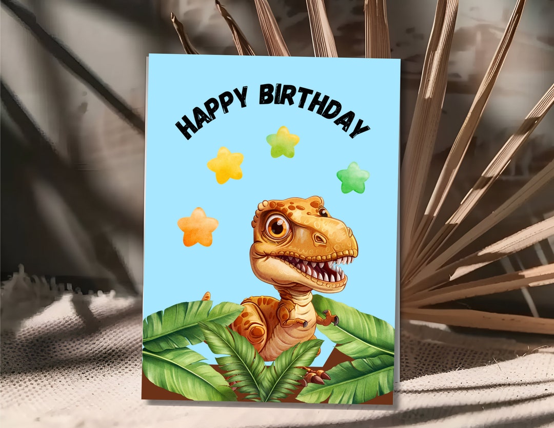 Dinosaur Birthday Card Printable Birthday Card - Etsy