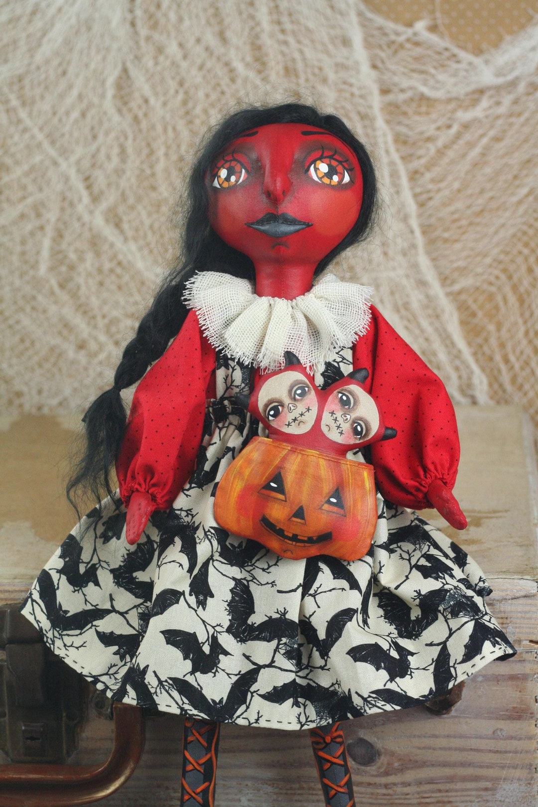 Red Devil With Conjoined Twin Demons -- One of a Kind (OOAK) Halloween ...