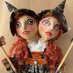 Conjoined Twin Red Headed Witches With Moth and Raven Totems Soft ...
