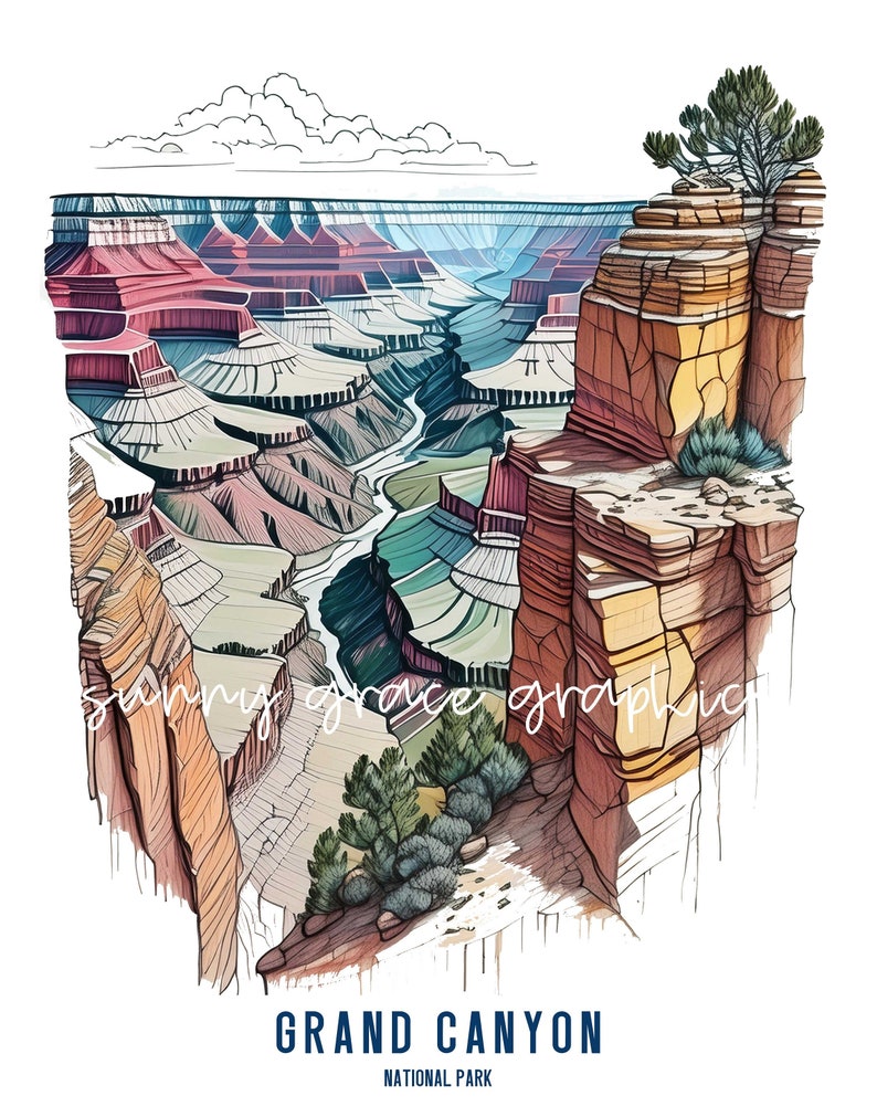 Grand Canyon Travel Poster,grand Canyon Park Wall Art Print, Grand ...