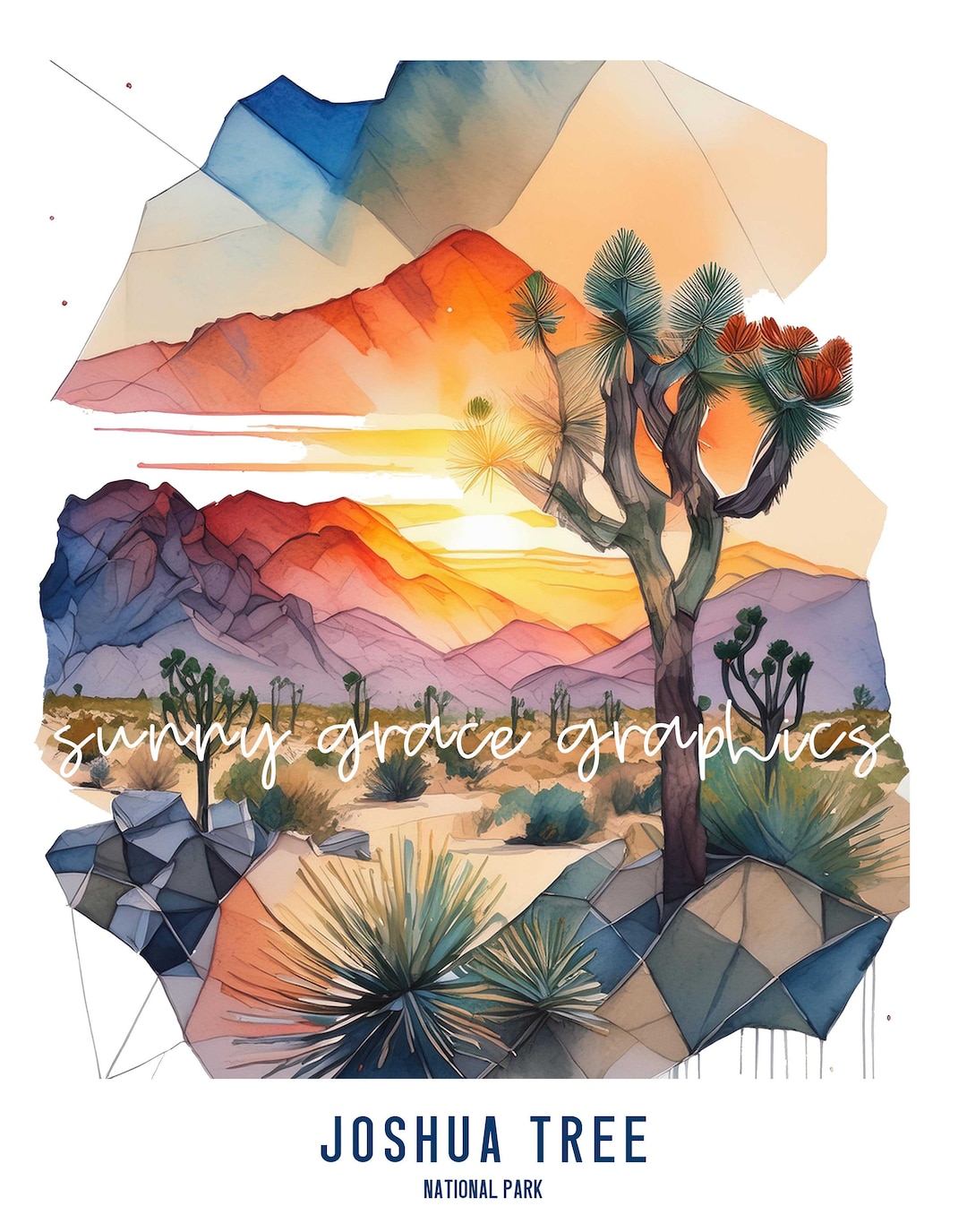 Joshua Tree Poster,joshua Tree Park Wall Art Print,joshua Tree National ...