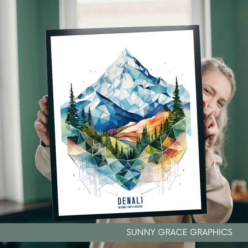 Denali Park Travel Poster,denali Park Wall Art Print,denali National ...