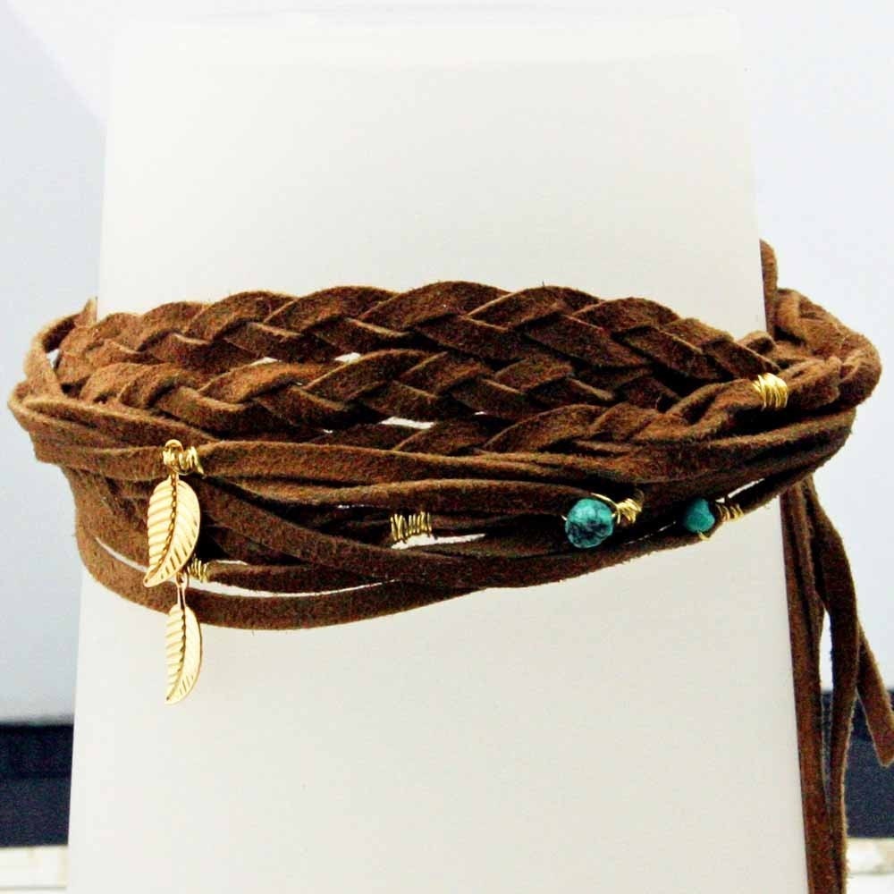 Suede Braid Wrap Bracelet Rust, Brown and Tan "bohemian Rhapsody" Suede Braid Necklace - Etsy