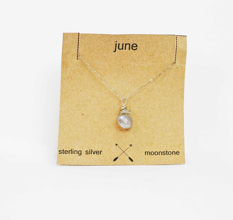 June Birthstone Necklace, Grey Moonstone Necklace, Grey Moonstone ...