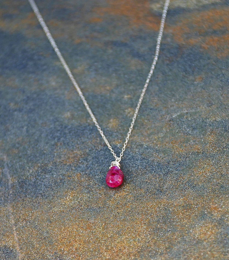 July Birthstone Necklace, Ruby Necklace, Birthstone Jewelry, Ruby ...
