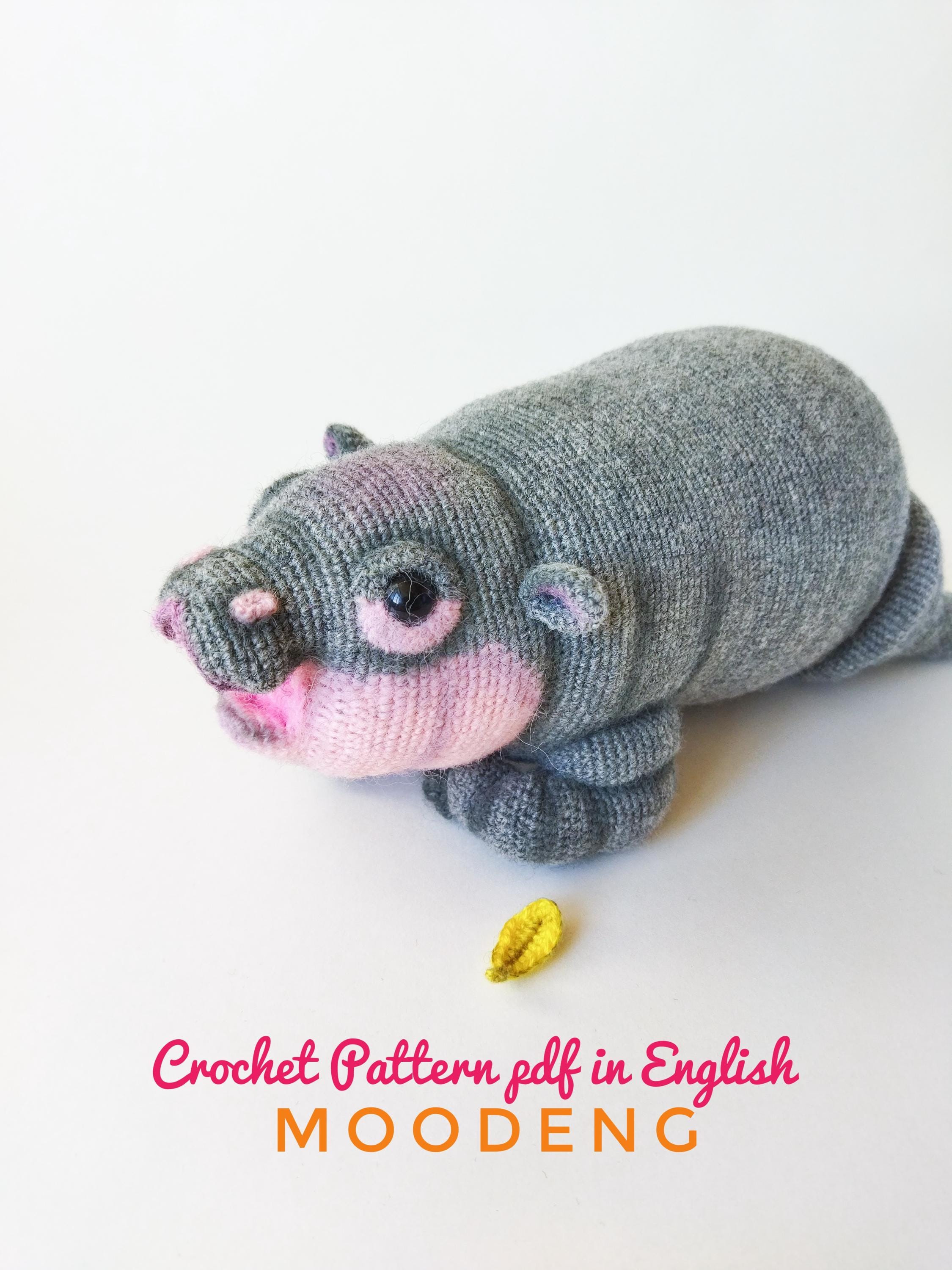 Cute Moo Deng Hippo Amigurumi Crochet PATTERN Pdf in English. Moo Deng ...
