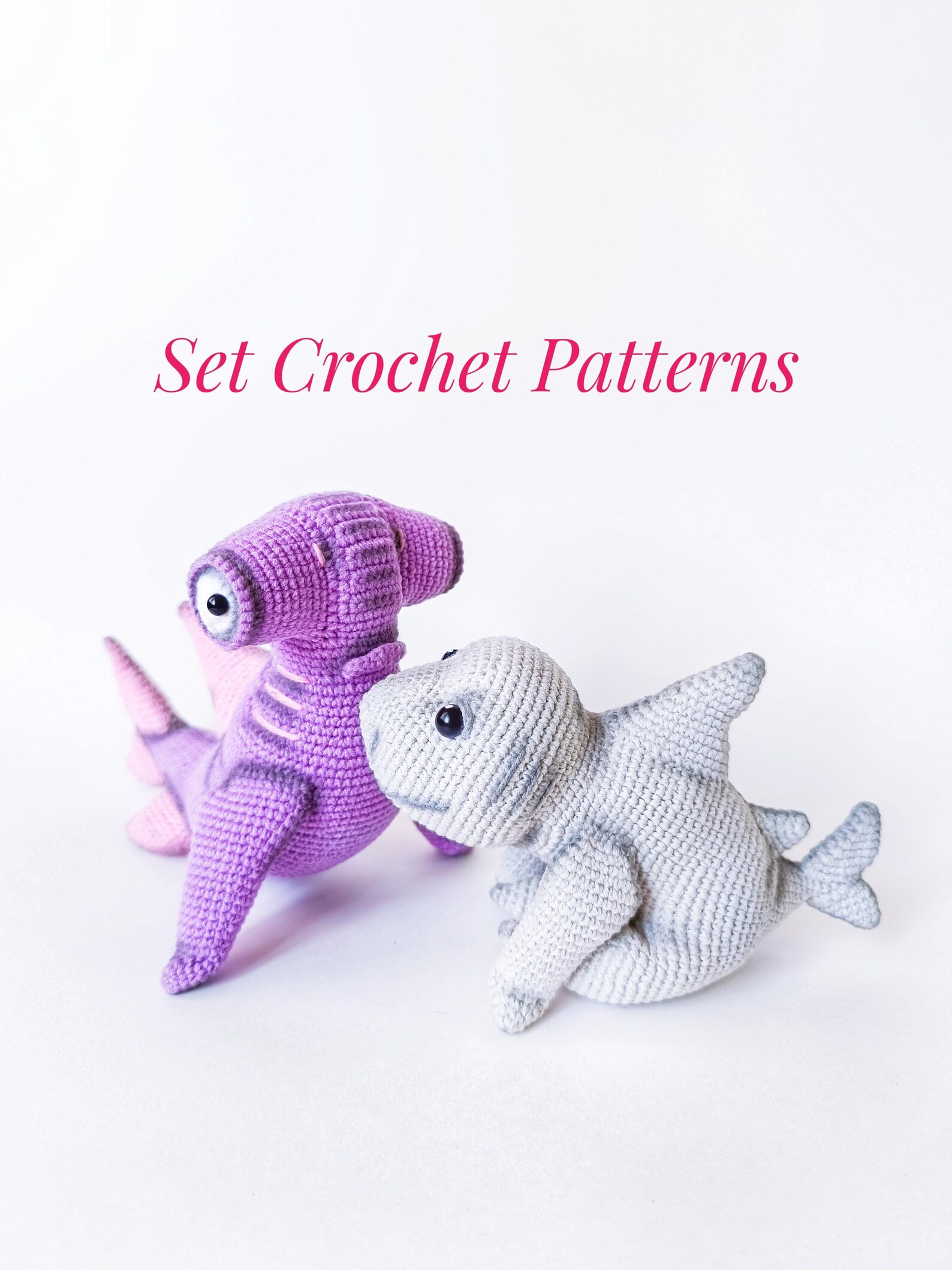 Set of Crochet Amigurumi PATTERNS in English- Hammerhead Shark, Baby ...