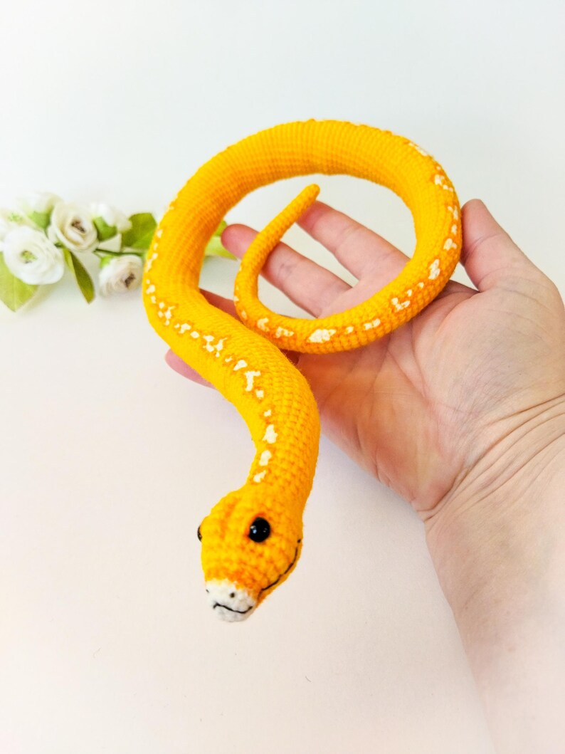 Yellow Snake Python Stuffed Toy Crochet Pattern PDF in English. Snake ...