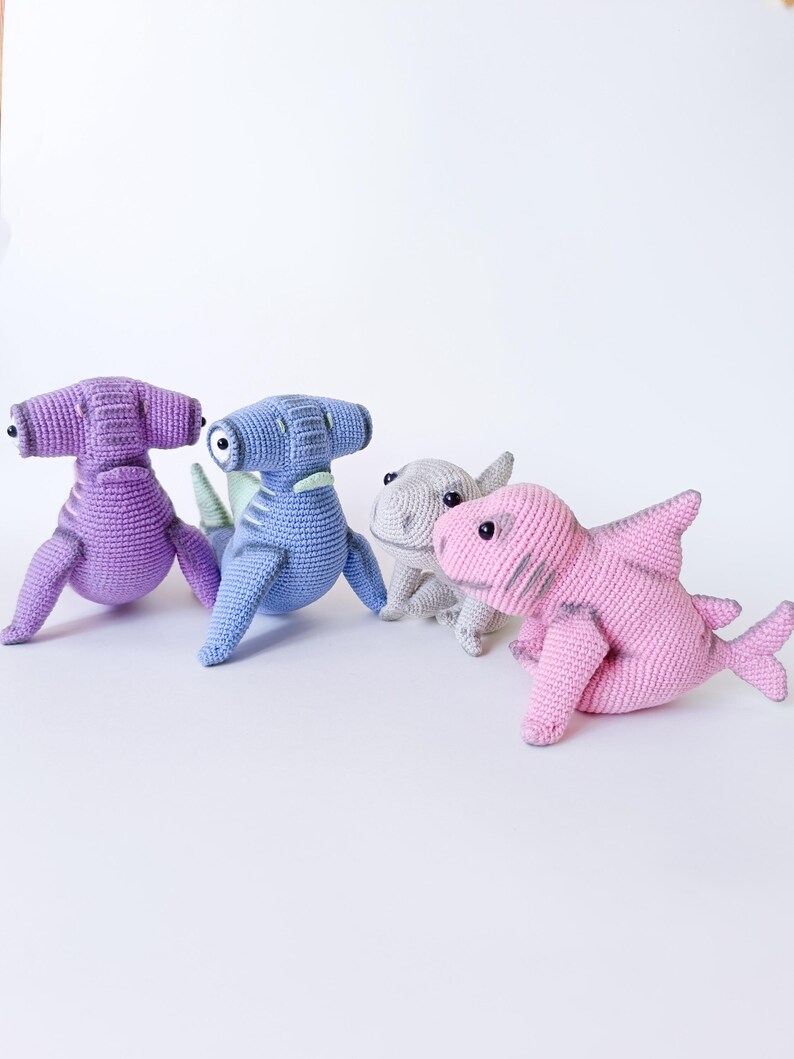 Set of Crochet Amigurumi PATTERNS in English- Hammerhead Shark, Baby ...