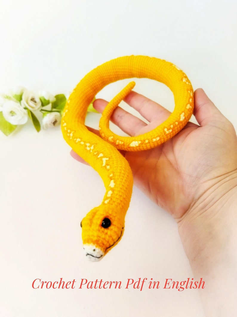 Yellow Snake Python Stuffed Toy Crochet Pattern PDF in English. Snake ...