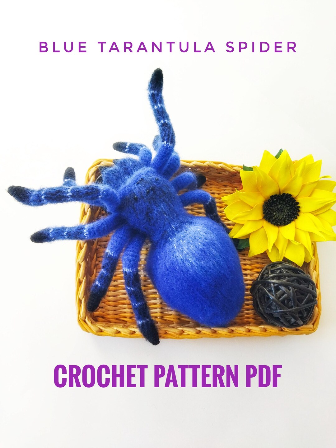 Blue Knee Tarantula Crochet Pattern: Large Spider Amigurumi (PDF in ...