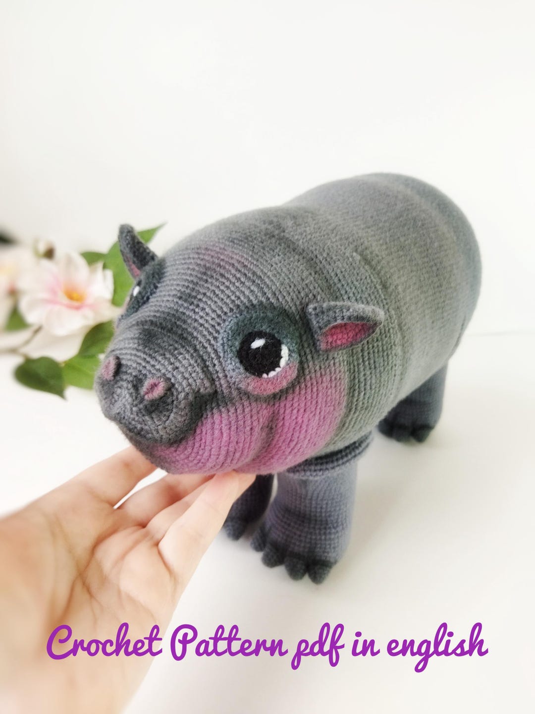 Cute Moo Deng/poppy Hippo Amigurumi Crochet Pattern Pdf in English. Moo ...