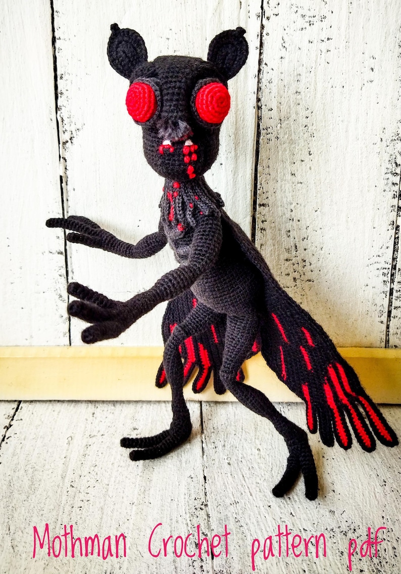 Mothman Crochet Pattern PDF in English. Mothman Monster Cryptid Toy ...