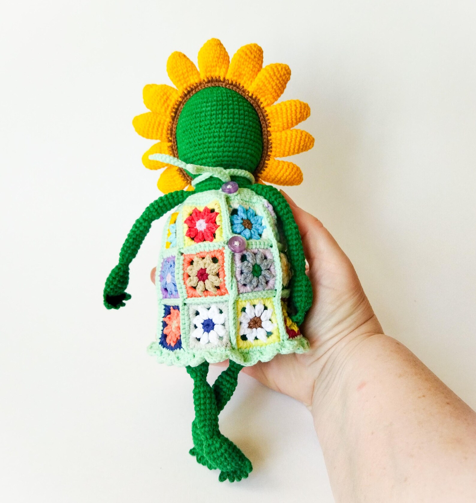 Funny Sunflower Frog in a Dress Made of Small "granny Square"- Crochet ...