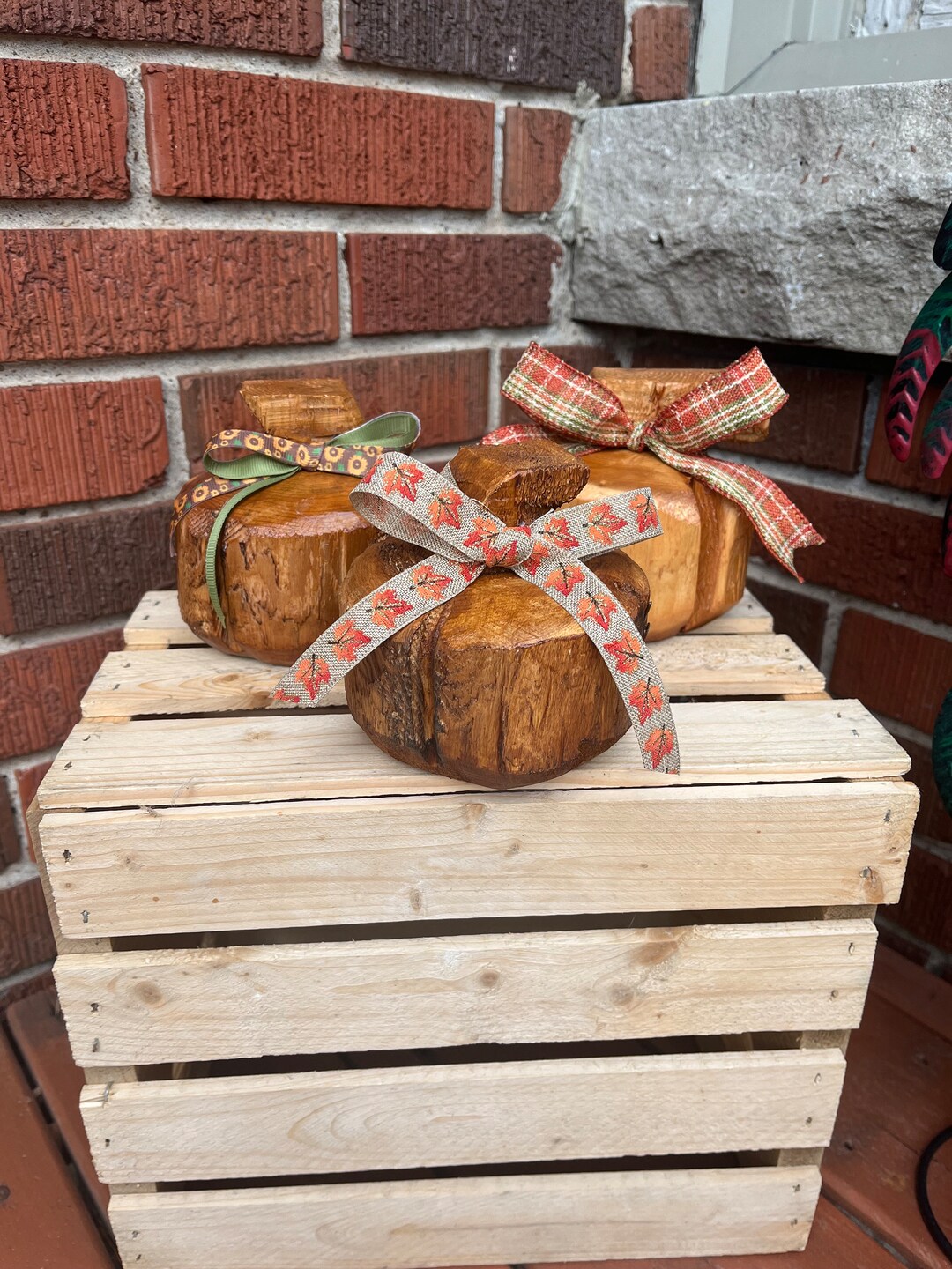 Hand Carved Solid Wood Pumpkins Home Decor - Etsy