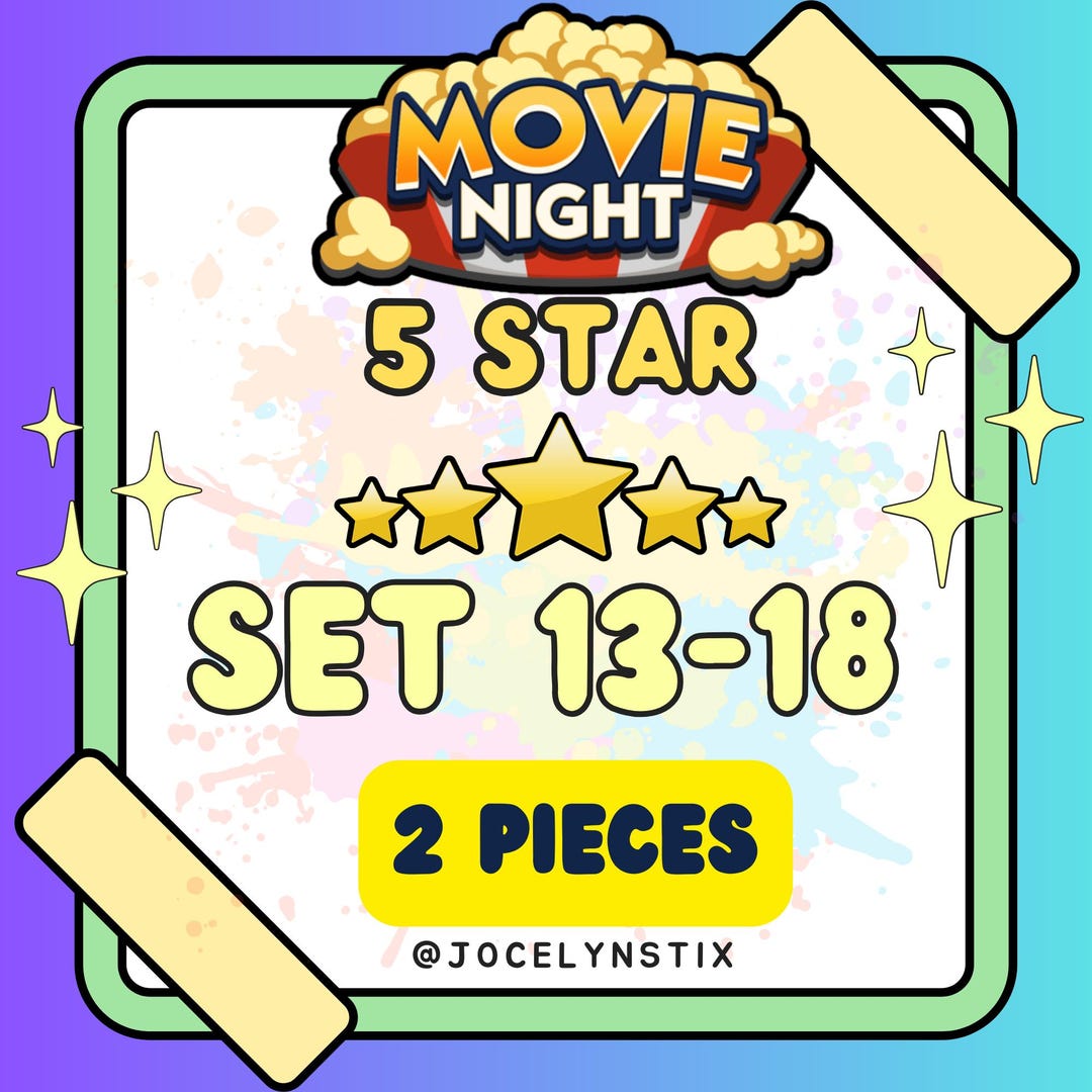 Mogo 5 Star Stickers 2 Piece Complete Set 13 to 18 - Movie Night - Etsy