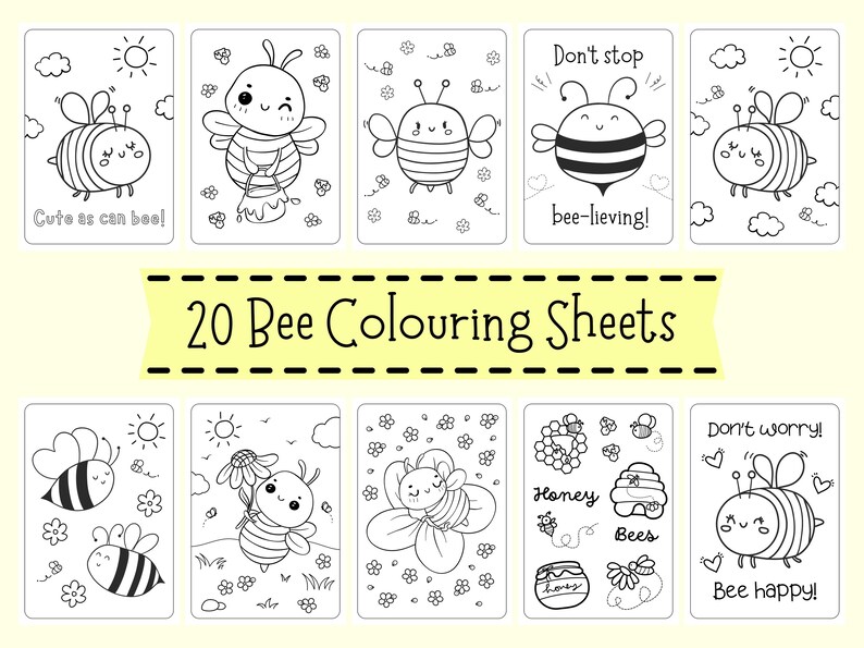 Bee Colouring Sheets for Children - Bee Coloring Pages for Kids - Cute ...