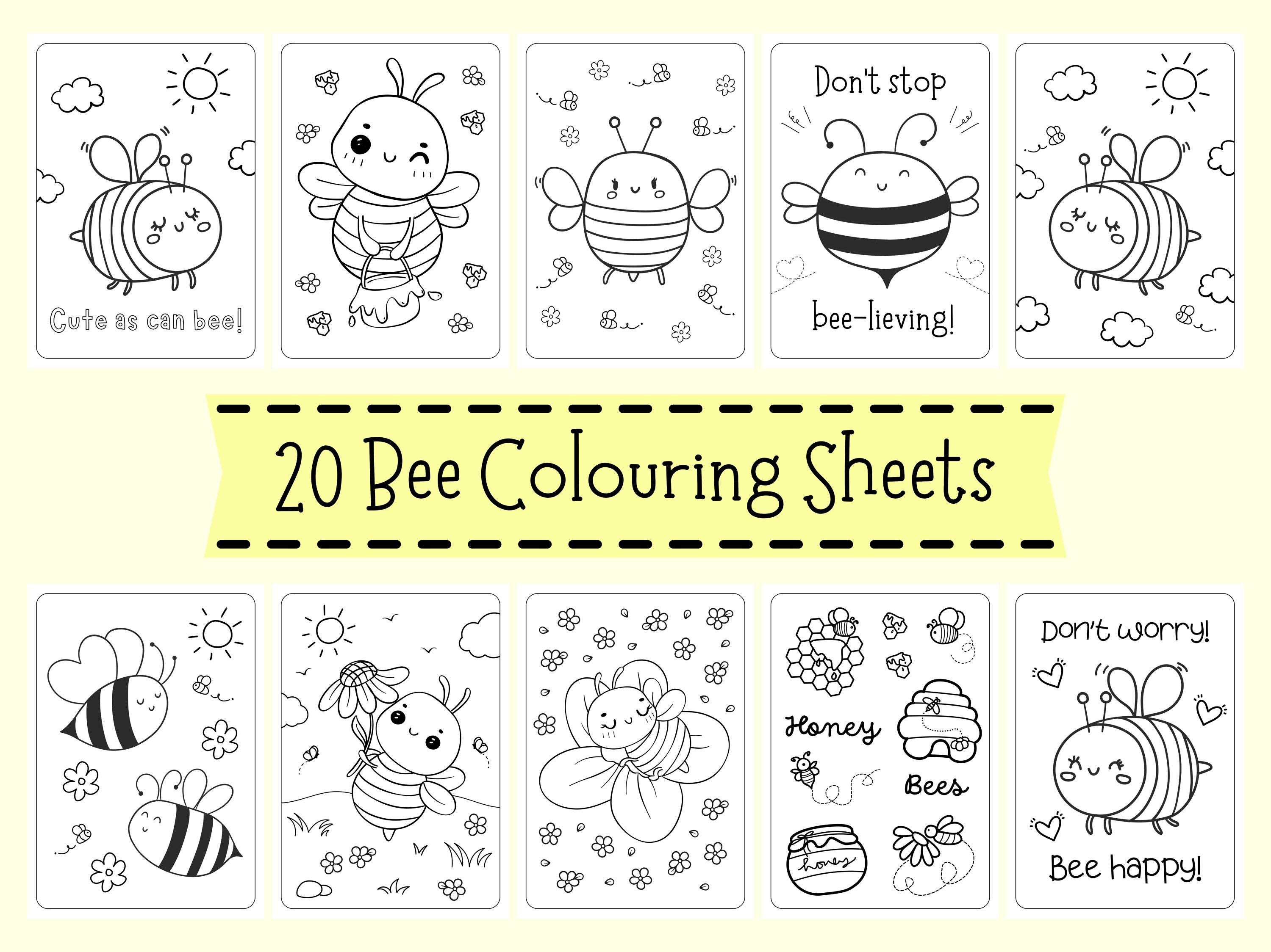 Bee Colouring Sheets for Children - Bee Coloring Pages for Kids - Cute ...