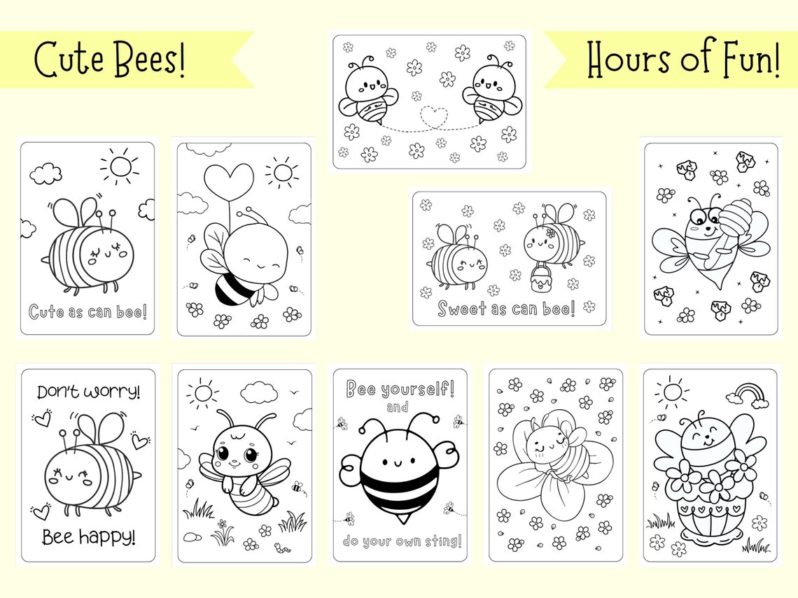 Bee Colouring Sheets for Children Bee Coloring Pages for Kids Cute Bee ...