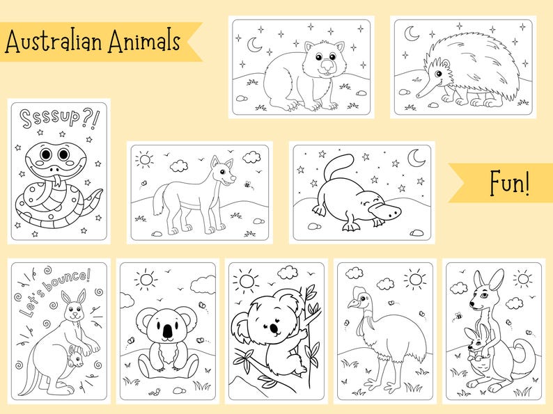Australian Animals Colouring Sheets for Children Australian Animals ...