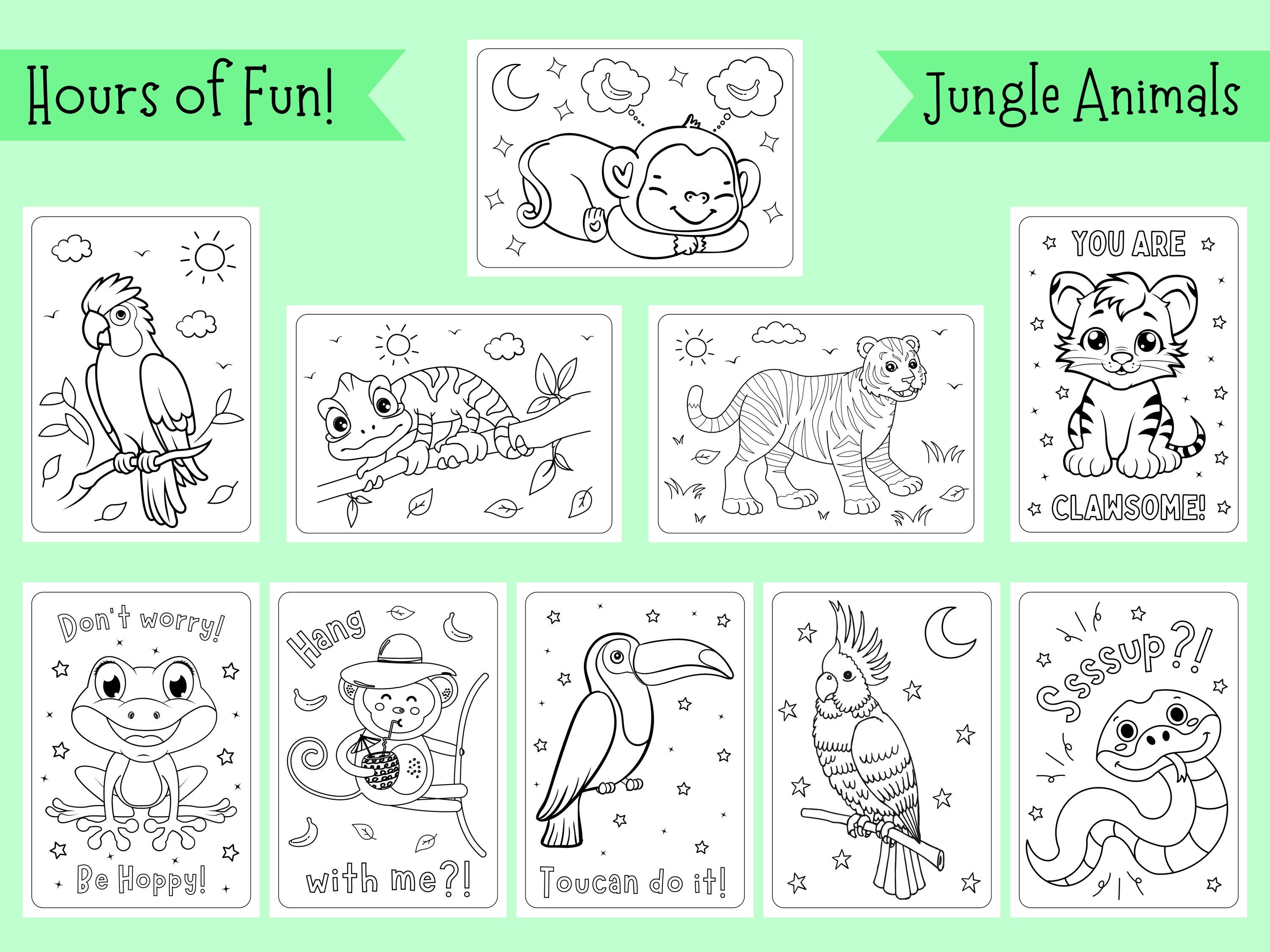 Jungle Animals Colouring Sheets for Children Jungle Animals Coloring ...