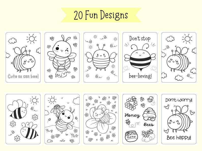 Bee Colouring Sheets for Children - Bee Coloring Pages for Kids - Cute ...