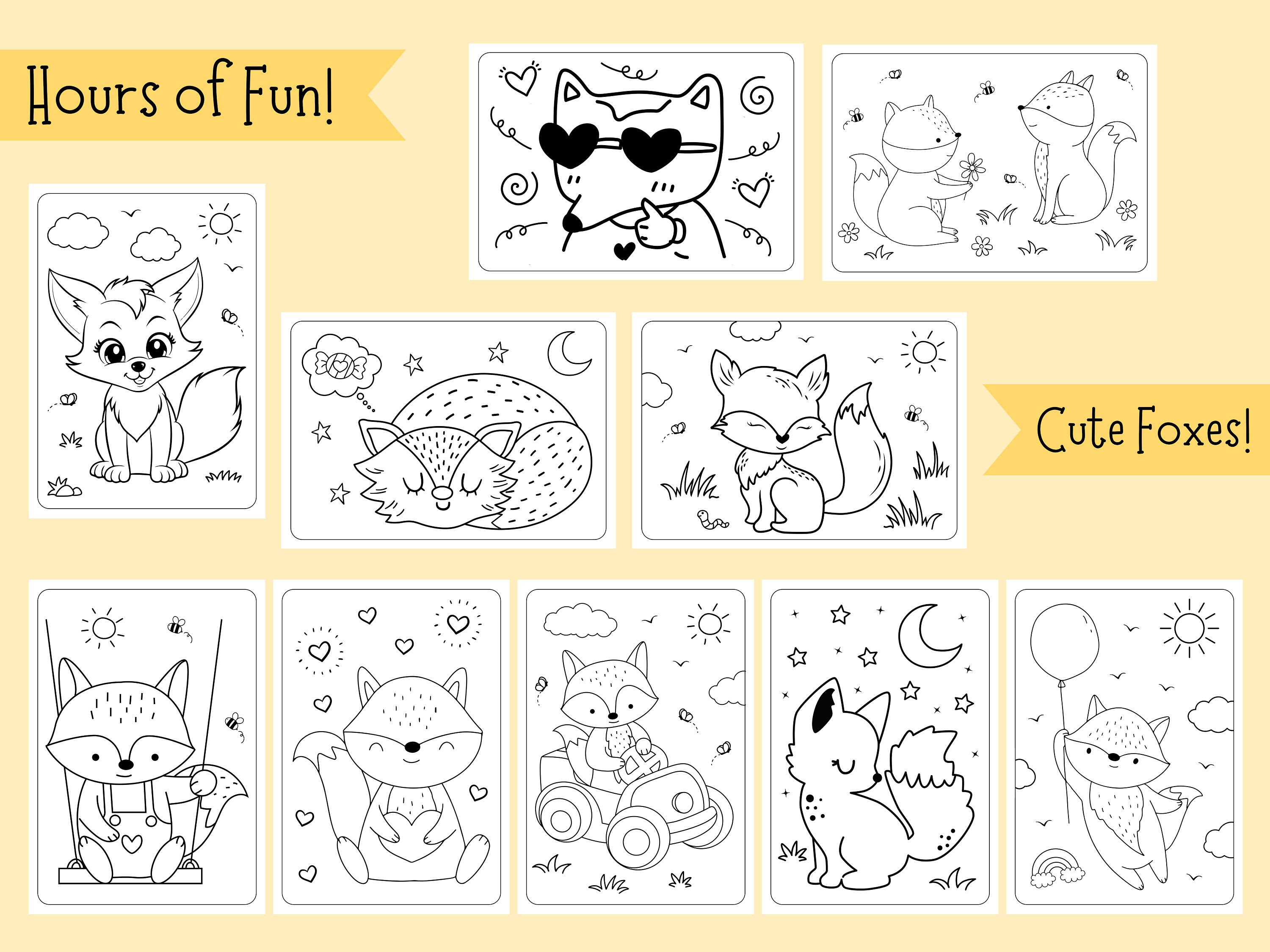 Fox Colouring Sheets for Children Fox Coloring Pages for Kids Fox ...