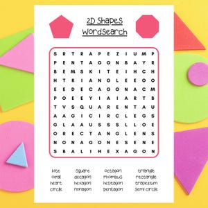 2D Shapes Word Search Puzzle: Printable Math Game (PDF Download A4/US ...