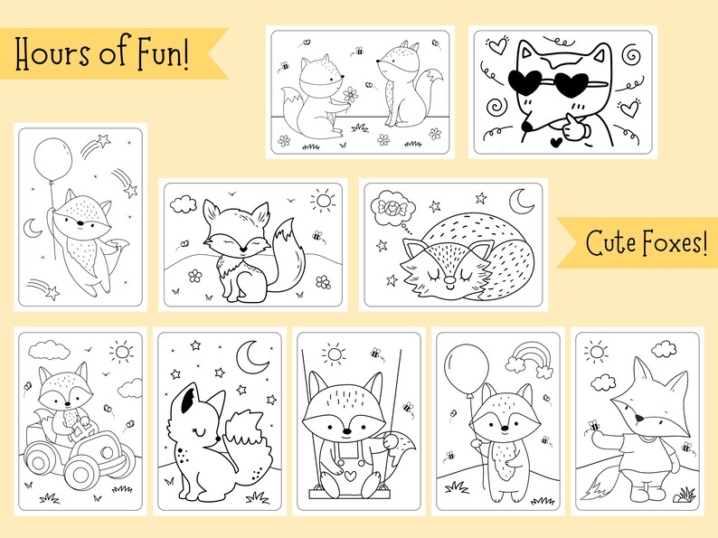 Fox Colouring Sheets for Children - Fox Colouring Pages for Kids - Cute ...