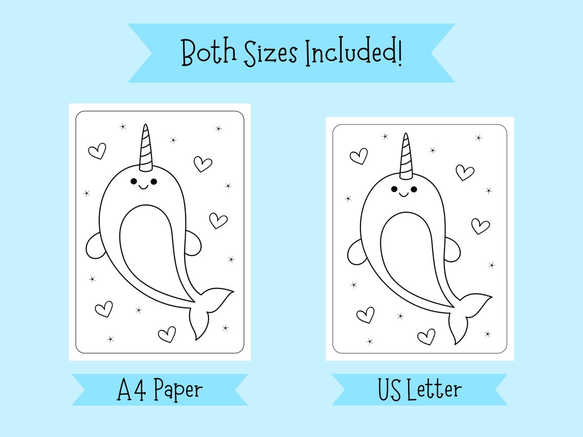 Narwhal Coloring Pages – 10 Arctic Animal Printables (PDF Download) - Etsy