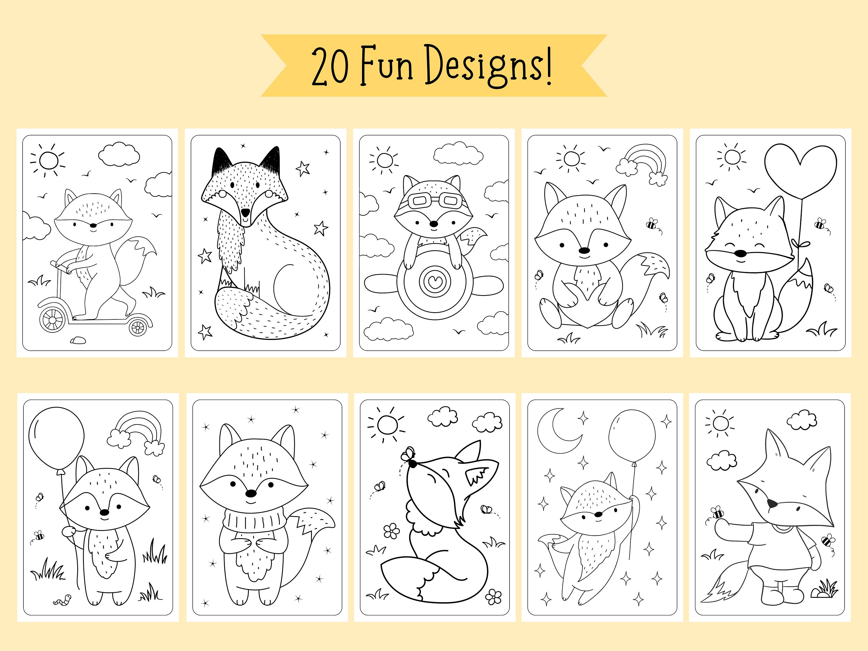 Fox Colouring Sheets for Children Fox Coloring Pages for Kids Fox ...