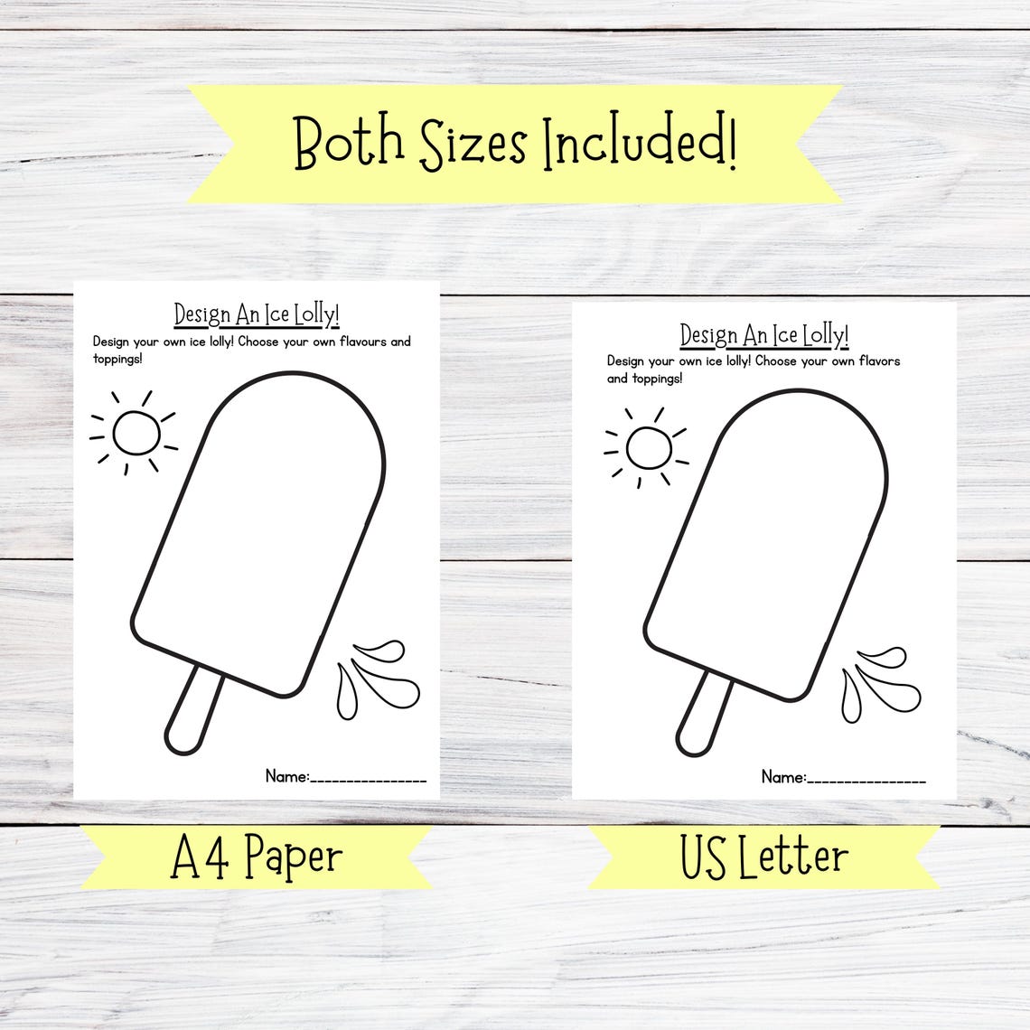 Ice Lolly Design Printable: Kids Summer Coloring Activity (PDF Download ...