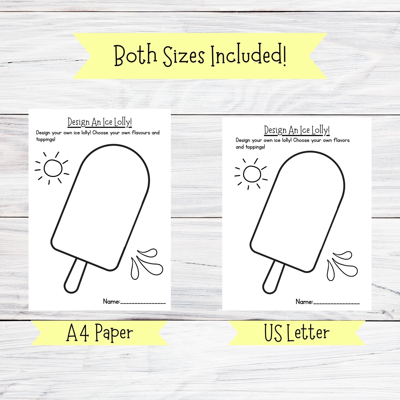 Ice Lolly Design Printable: Kids Summer Coloring Activity (PDF Download ...
