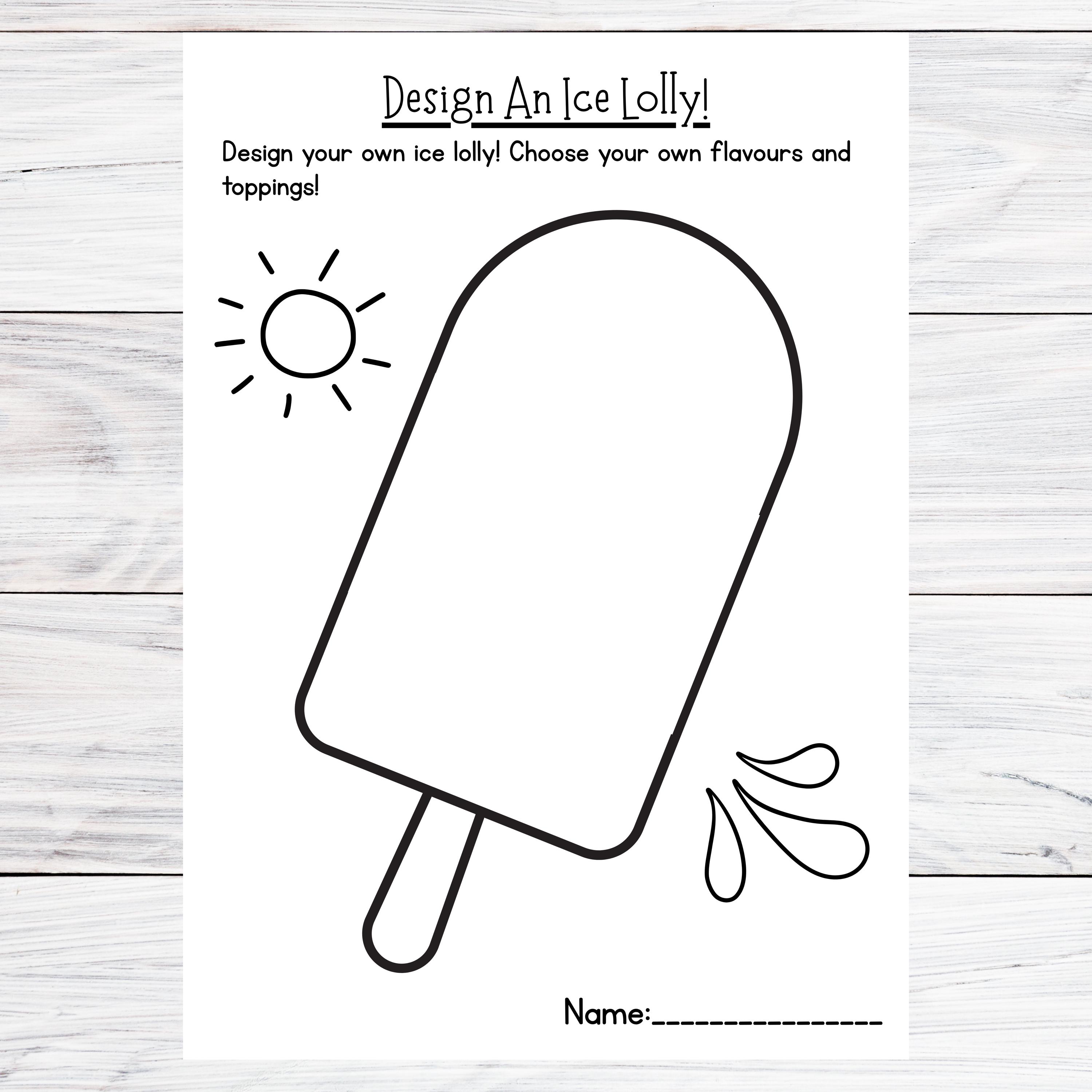 Ice Lolly Design Printable: Kids Summer Coloring Activity (PDF Download ...
