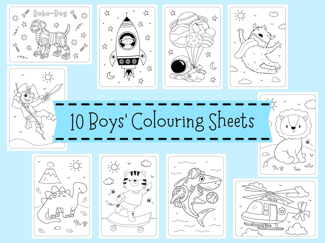 Boys Colouring Sheets - Boys Coloring Pages: Fun Kids Activity Book ...