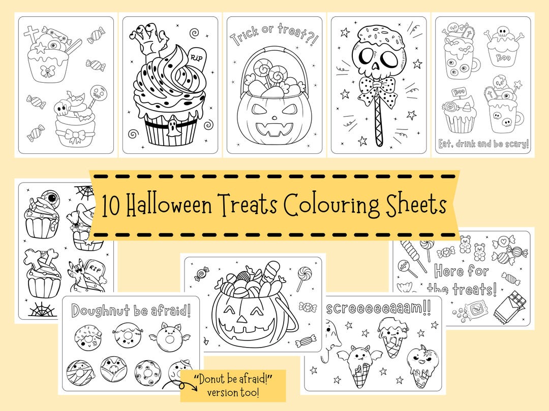Halloween Treats Colouring Sheets for Children Halloween Treats ...
