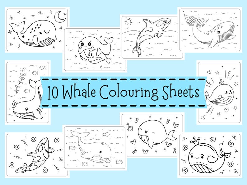 Whale Colouring Sheets for Children - Whale Coloring Pages for Kids ...