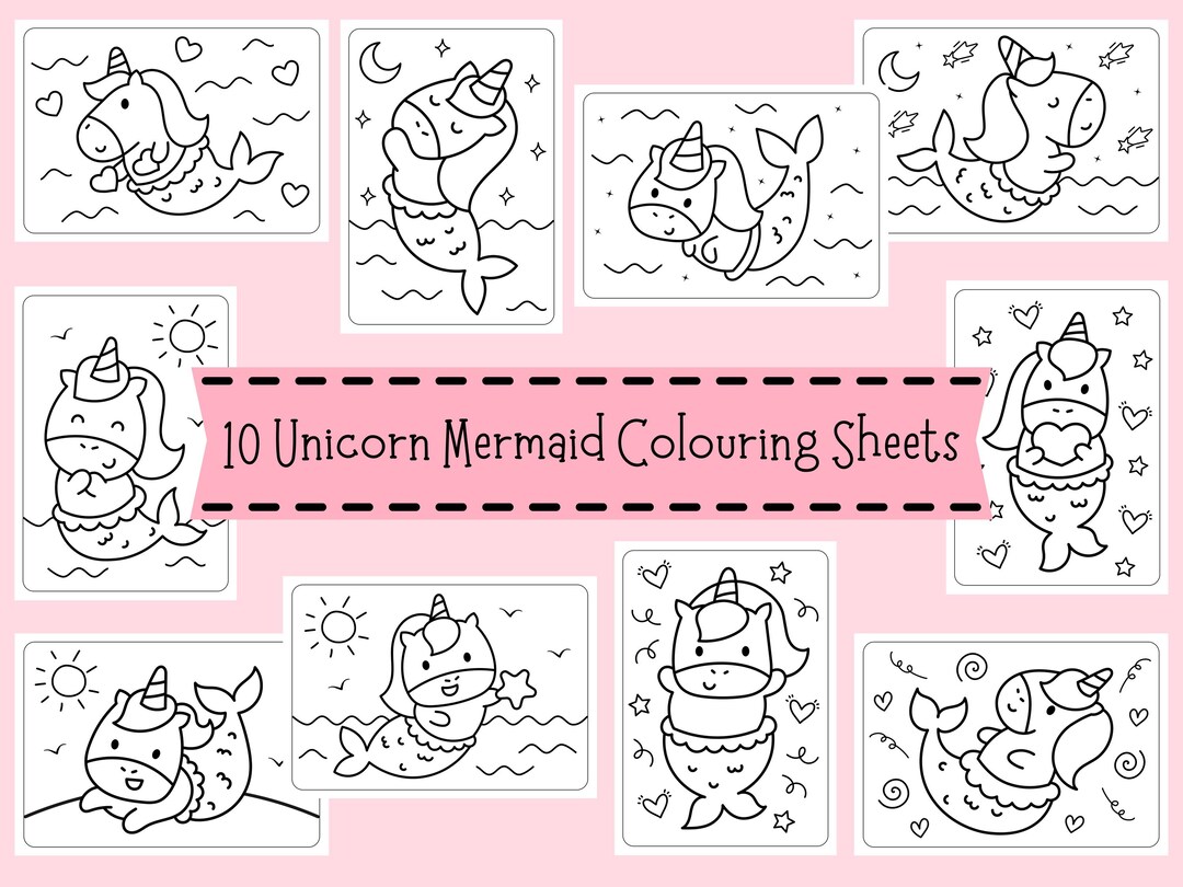 Unicorn Mermaid Colouring Sheets - Unicorn Mermaid Coloring Pages for ...